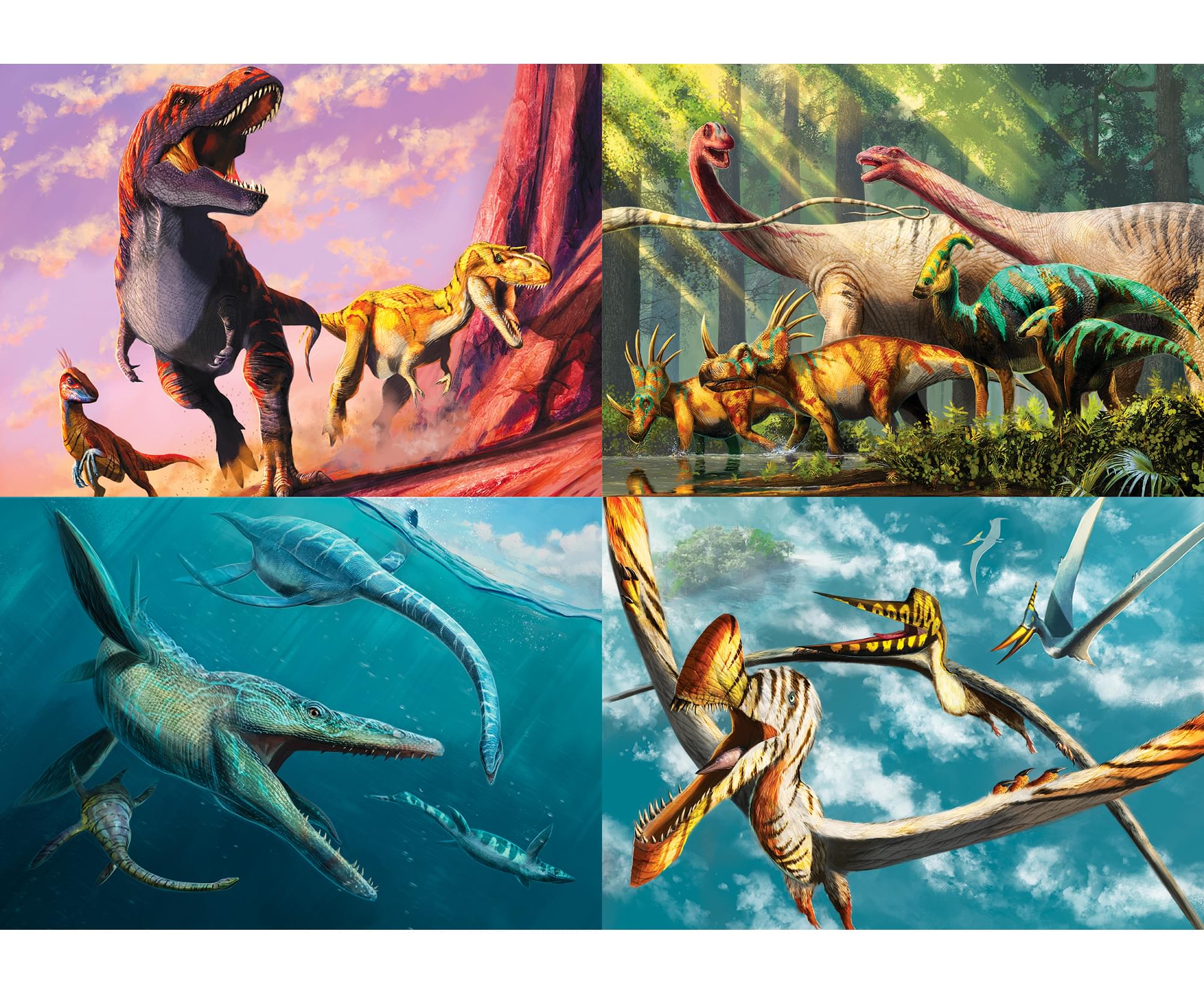 Dinosaur 100 Piece Jigsaw Puzzle Box Set of 4 | Free Shipping