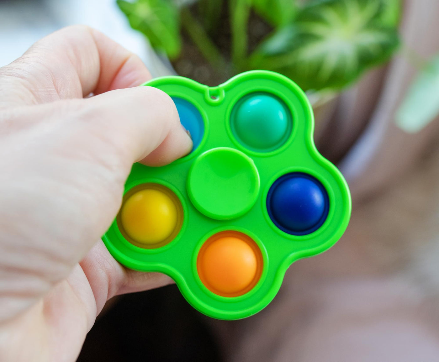 Green Plastic 5 Button Pop Fidget Spinner Toy | Free Shipping