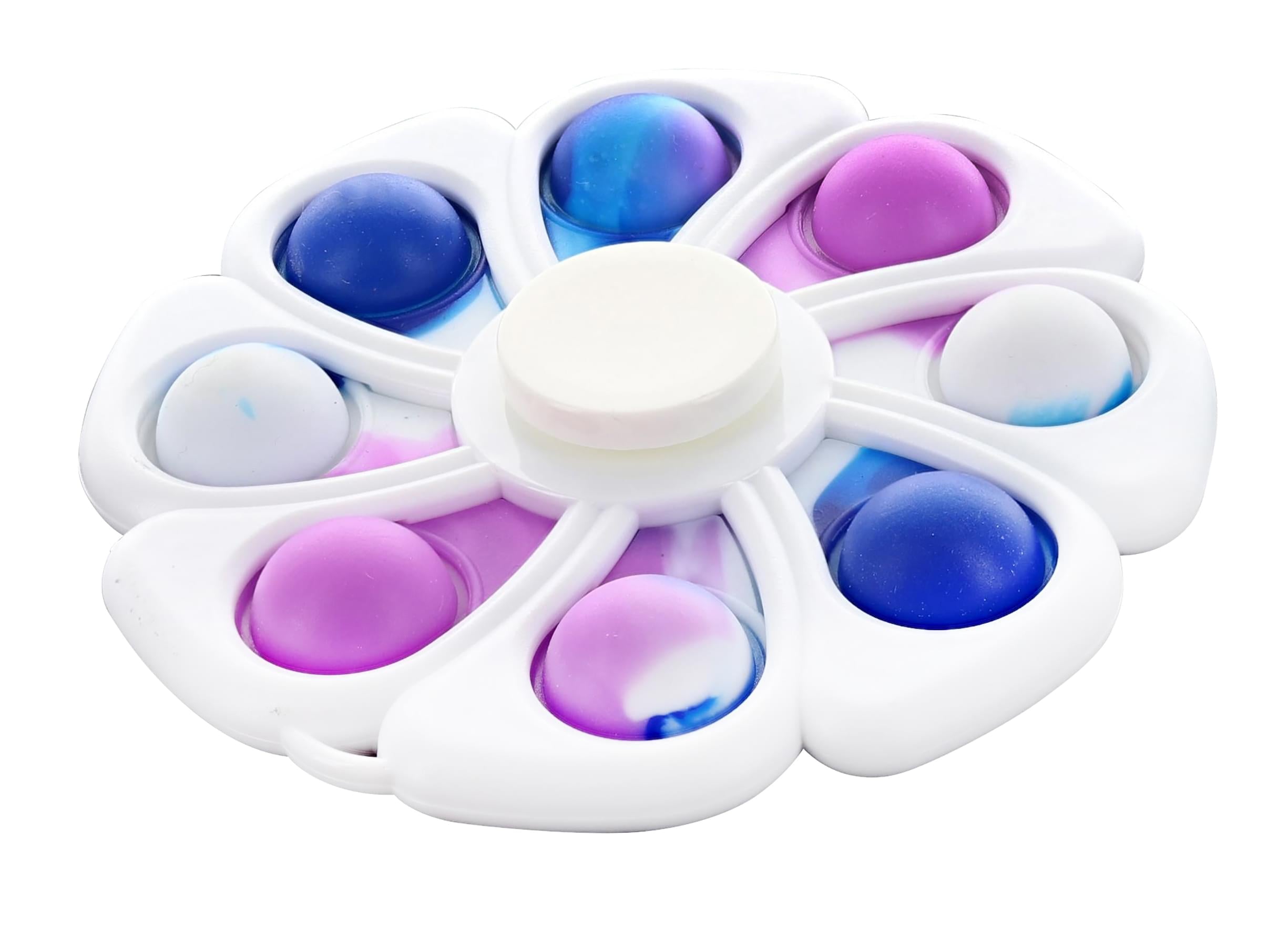 White Plastic 8 Button Pop Fidget Spinner Toy | Free Shipping