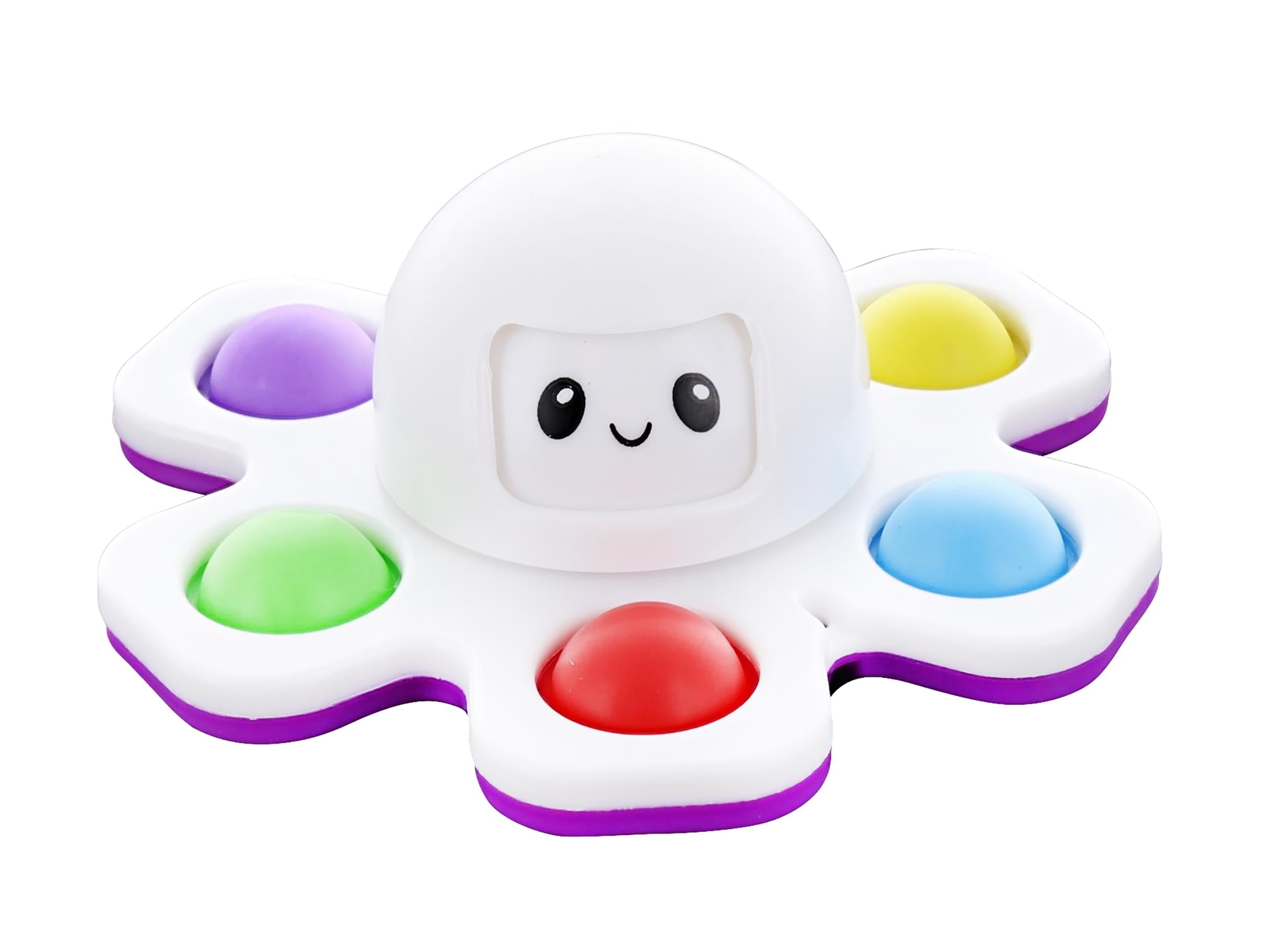 White Octopus Plastic 6 Button Fidget Spinner Toy | Free Shipping
