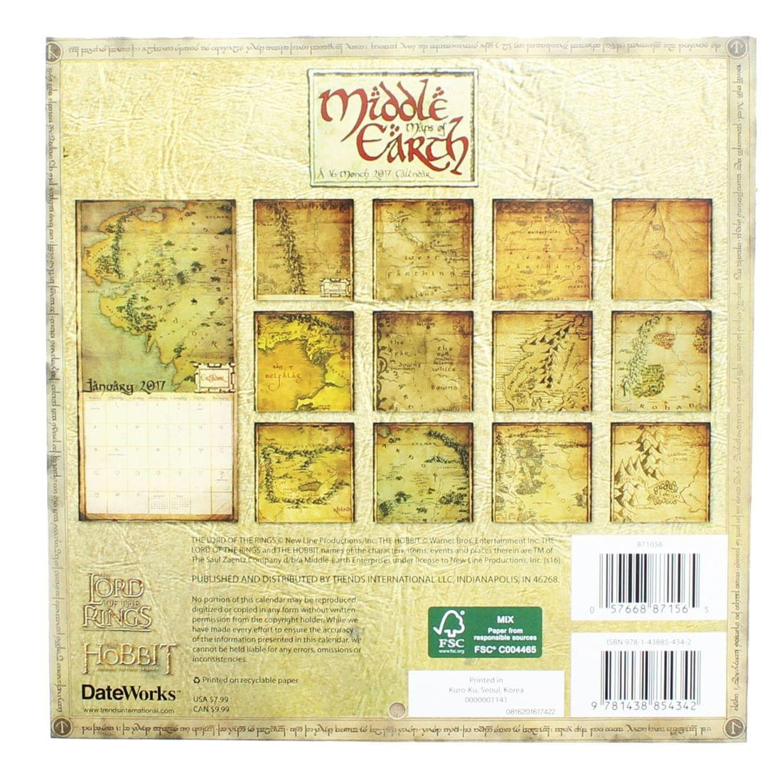 Lord of the Rings Middle-earth Maps 2017 Mini Wall Calendar | Free Shi