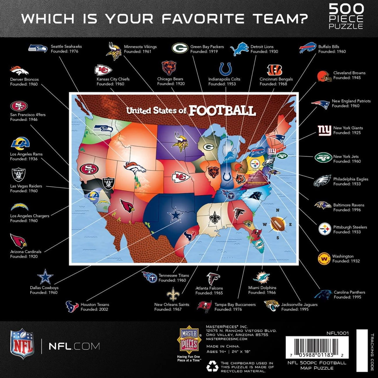 United States of Football 500 Piece Jigsaw Puzzle | Free Shipping