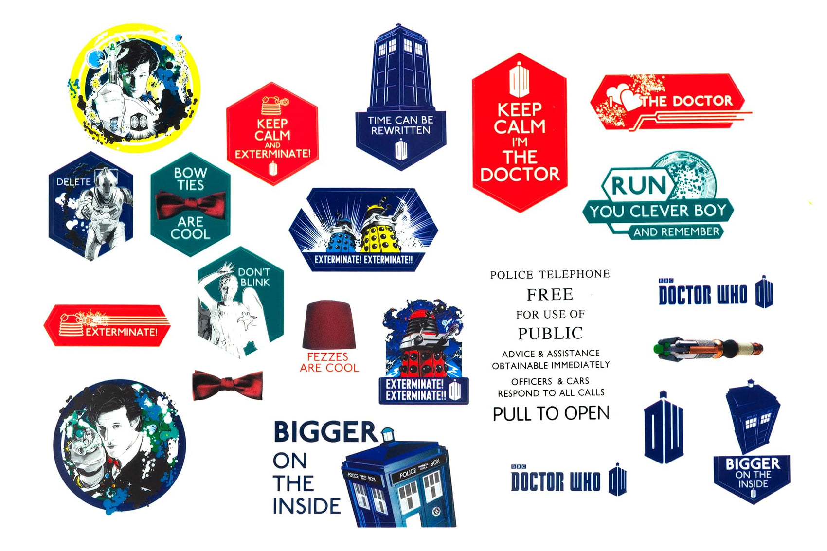 Doctor Who Assorted 22-Piece Sticker Sheet Set | Free Shipping