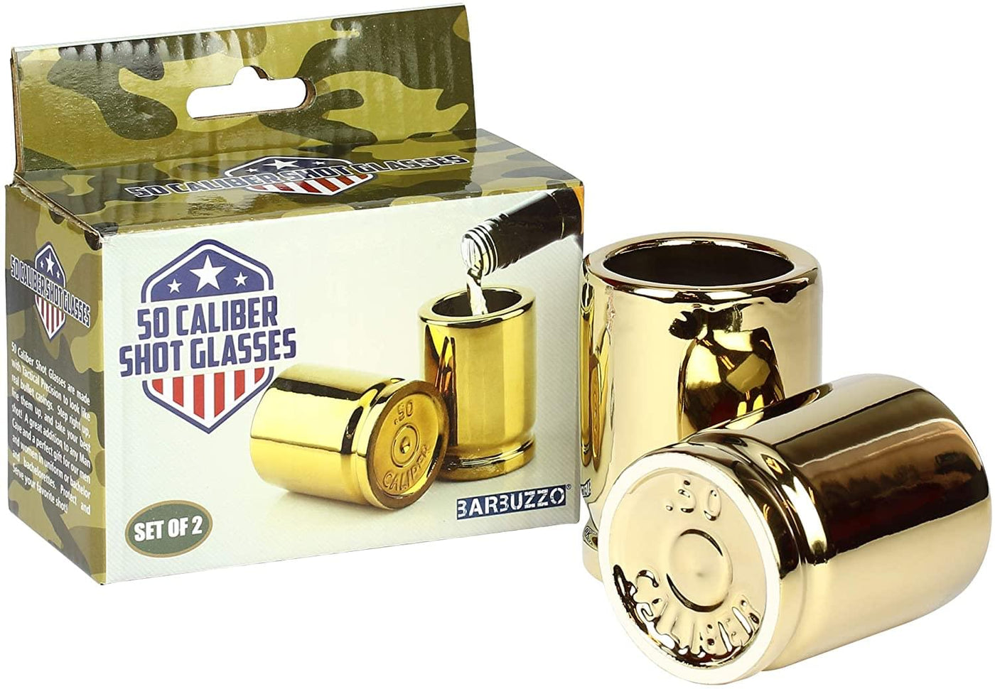 50 Caliber Bullet Casing 2oz Shot Glasses | Set of 2 | Free Shipping