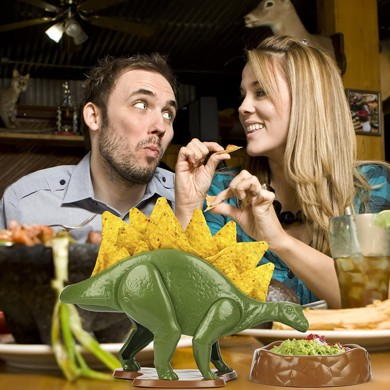 NACHOsaurus Sculpted Dinosaur Snack & Dip Bowl Set | Free Shipping